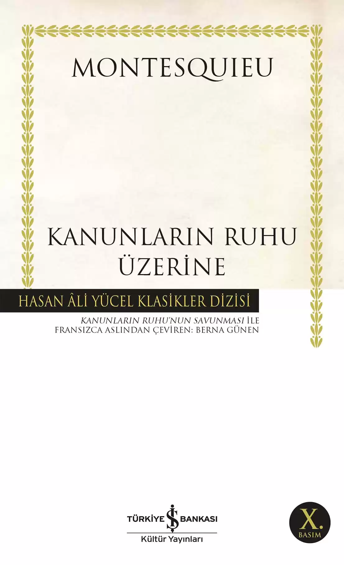 Kanunların Ruhu Üzerine | Türkiye İş Bankası Kültür Yayınları